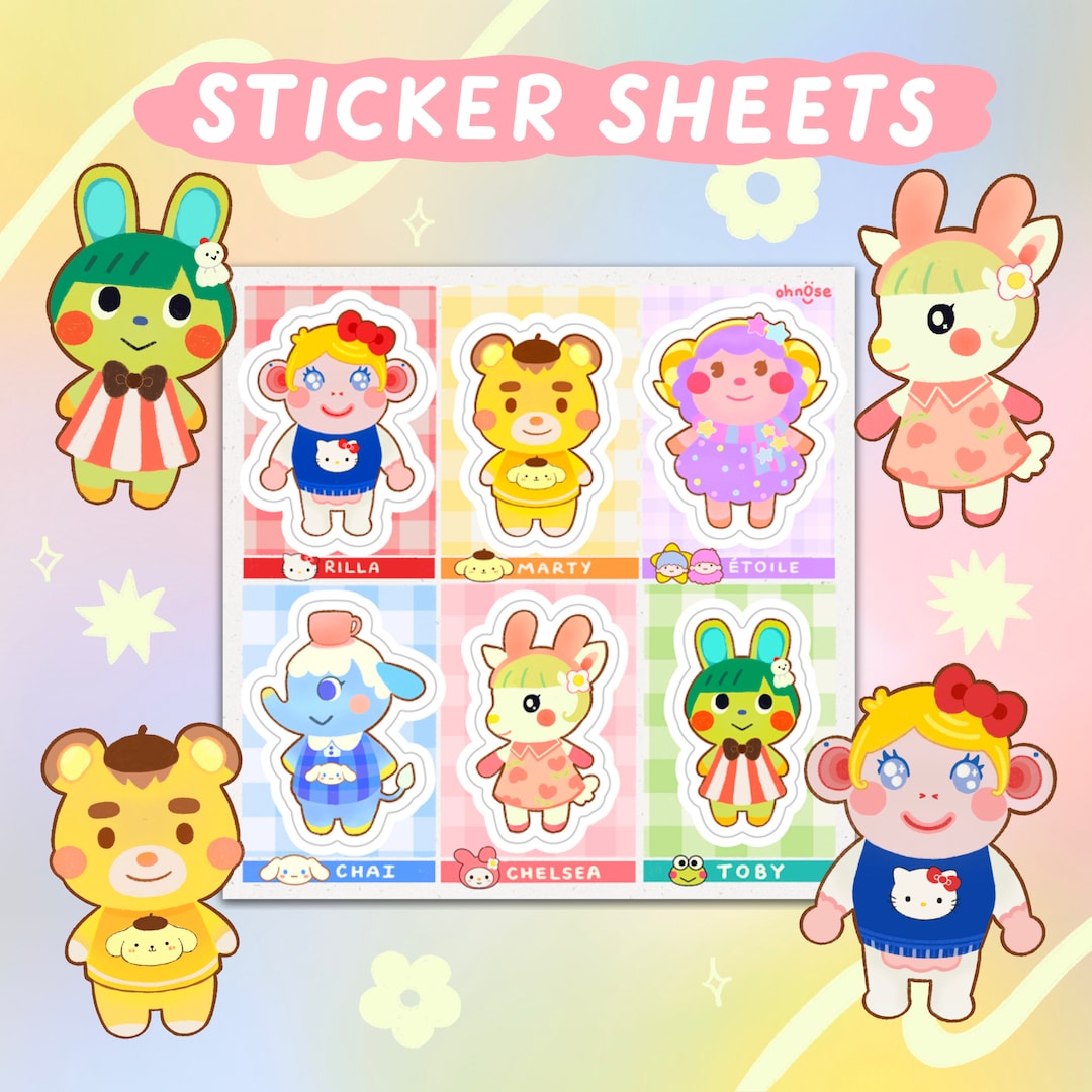 Animal Crossing San 4x4 Sticker Sheet durable Waterproof Vinyl Cute ...