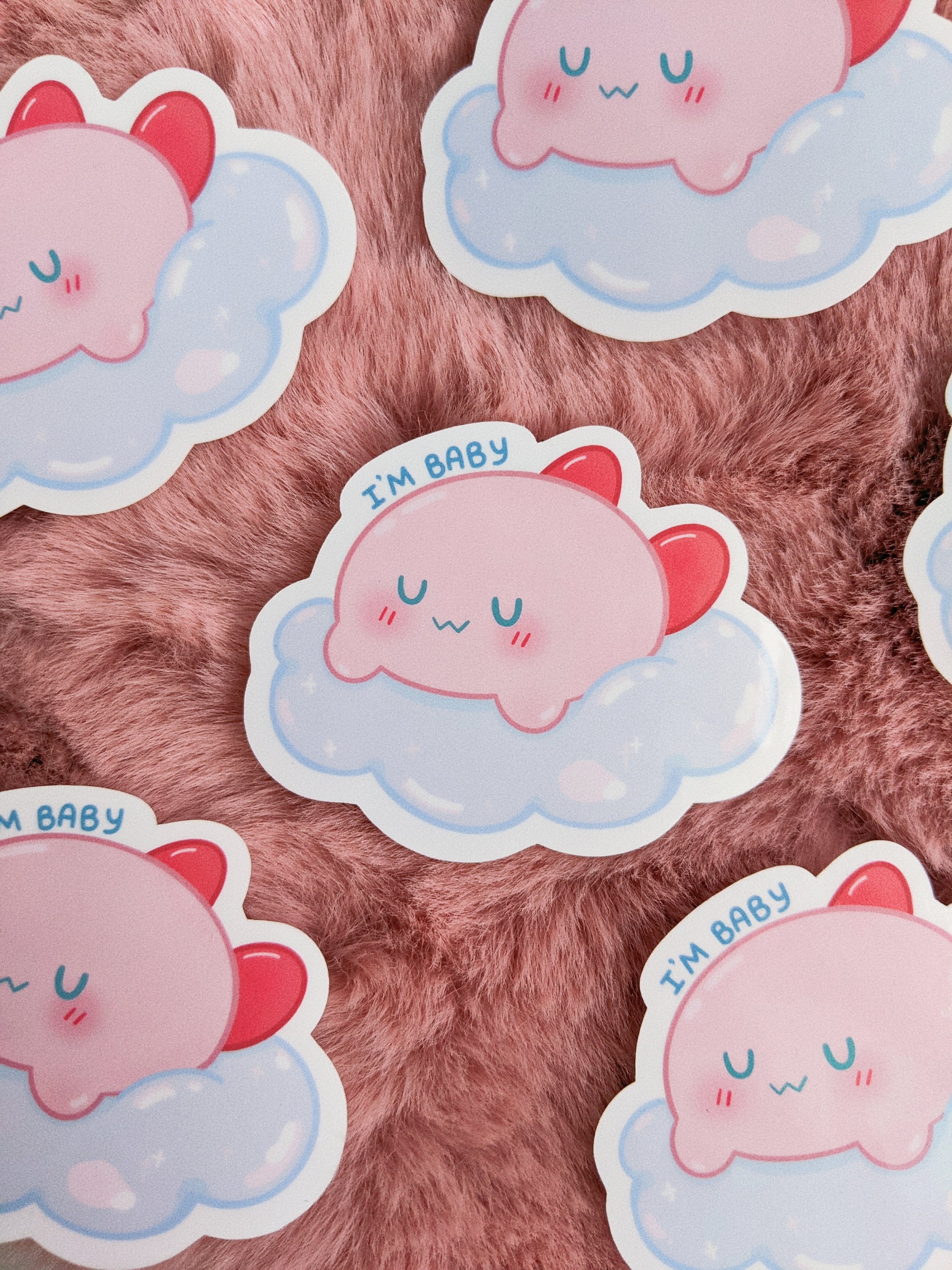 Uwu Im Baby Kirby Sticker Cute Kirby Sleeping on Cloud Matte - Etsy