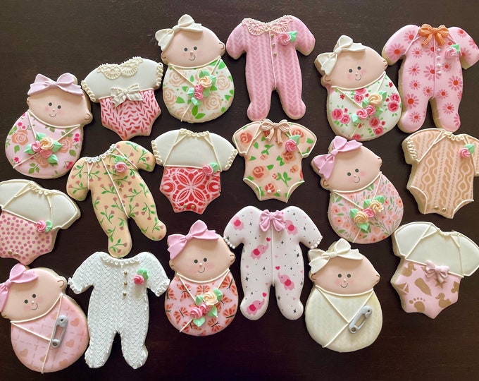Elegant, Simple Minimalistic Baby Shower Sugar Cookies - Floral Baby ...