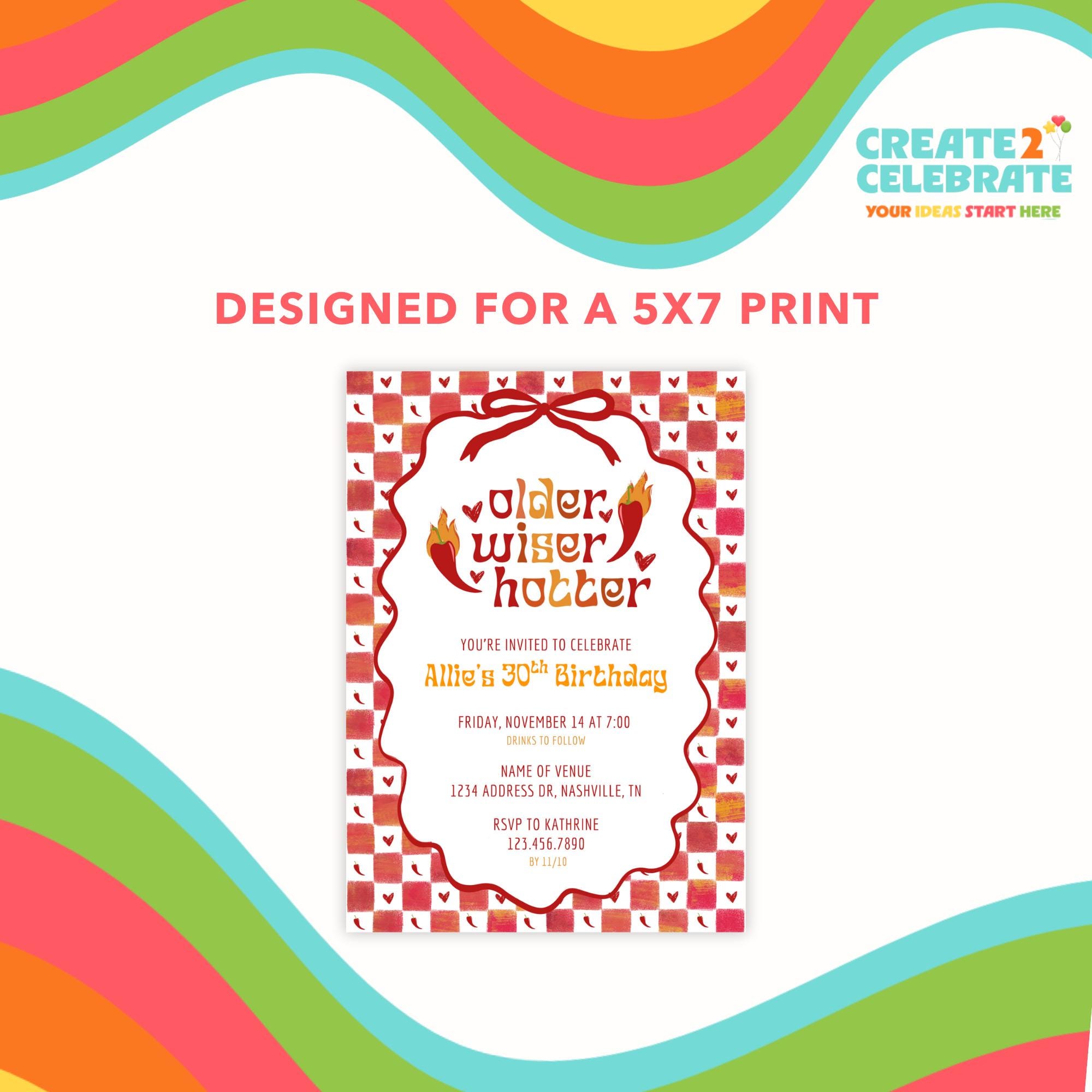 Older Wiser Hotter Birthday Invitation Template | Chili Pepper Party ...