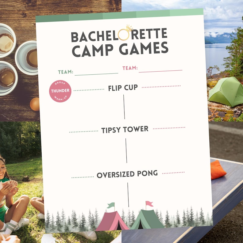 Camp Bachelorette Drinking Game Template | Bach Trip Party Games | Beer ...