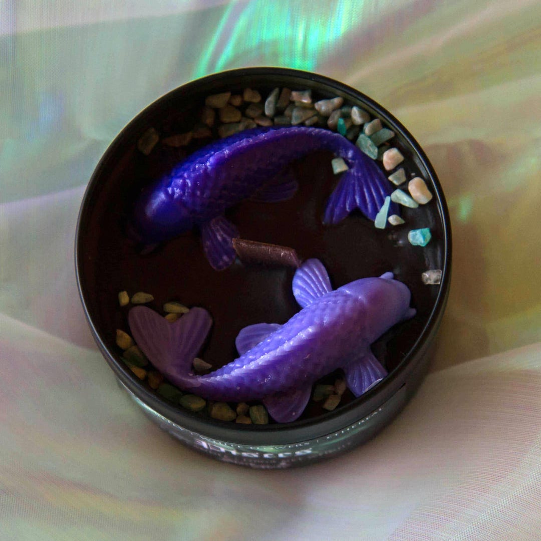 Pisces Candle 12 Zodiac Water Sign - Dark Feminine Scented Gothic ...