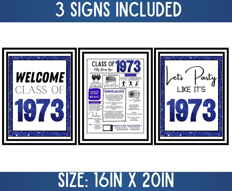 Class of 1973 Bundle, 50th Class Reunion Printable,welcome Class of ...