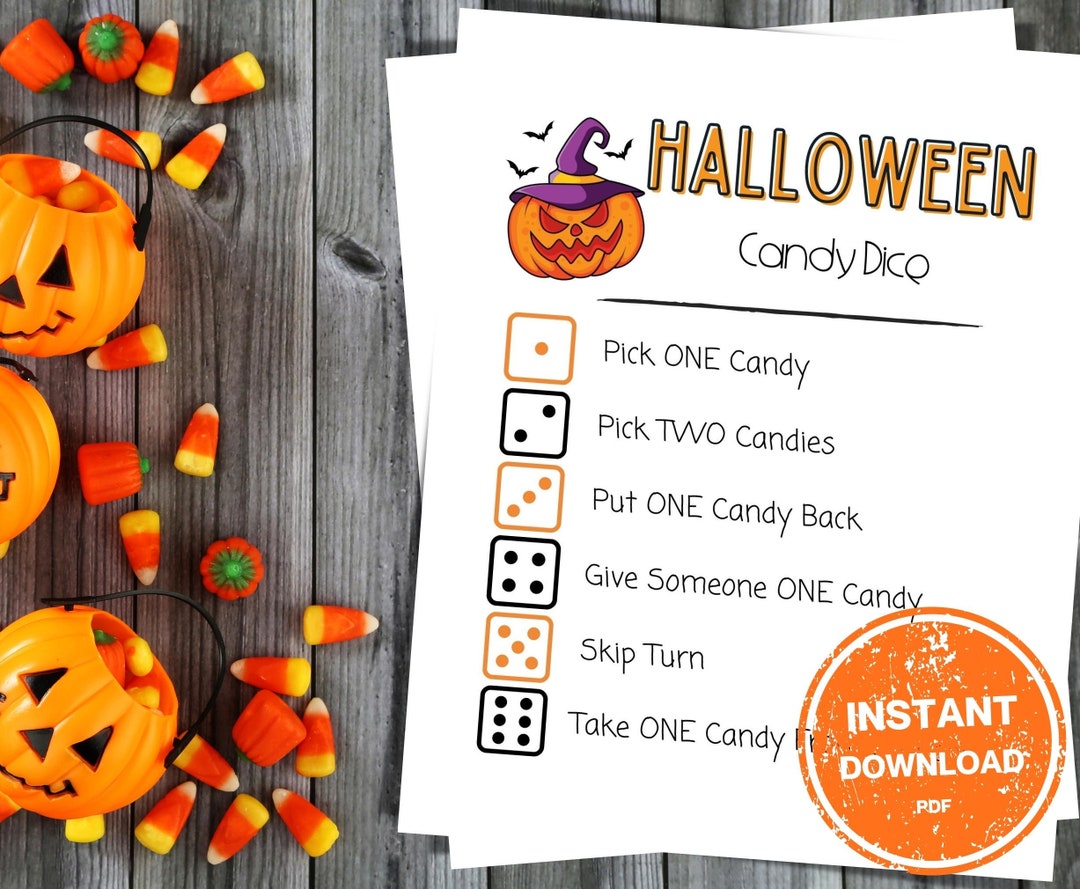 Spooky Candy Dice Halloween Game, Printable PDF, Kids Activity - Etsy