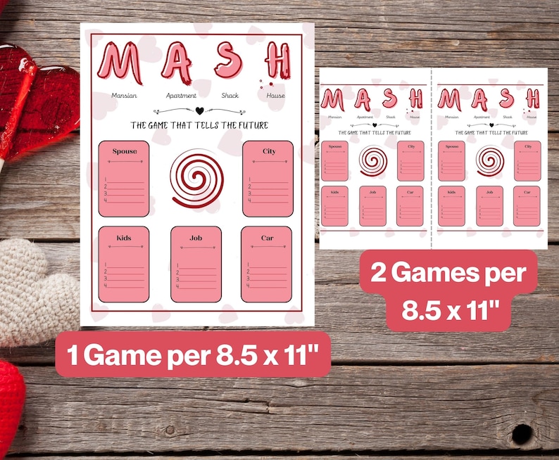 Valentine's MASH Game | Printable Party Game (PDF) - Etsy