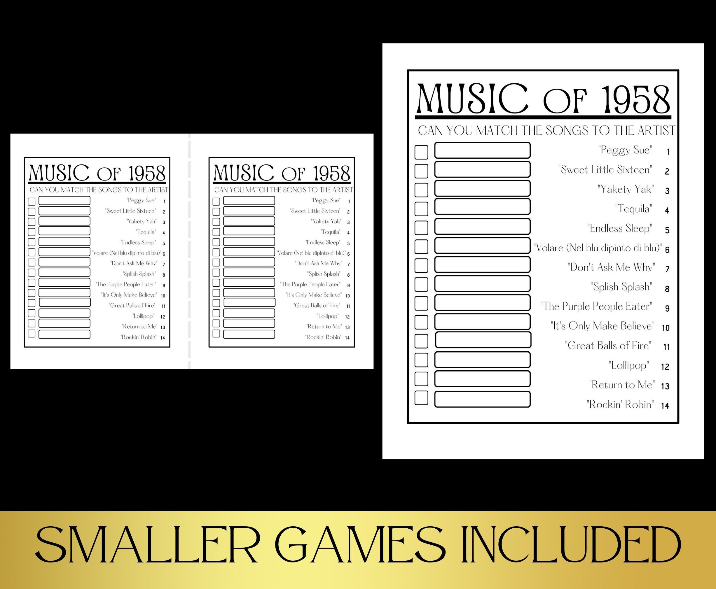 Vintage Class of 1958 Printable Bundle: Trivia, Music, Movies, and 3 16 ...