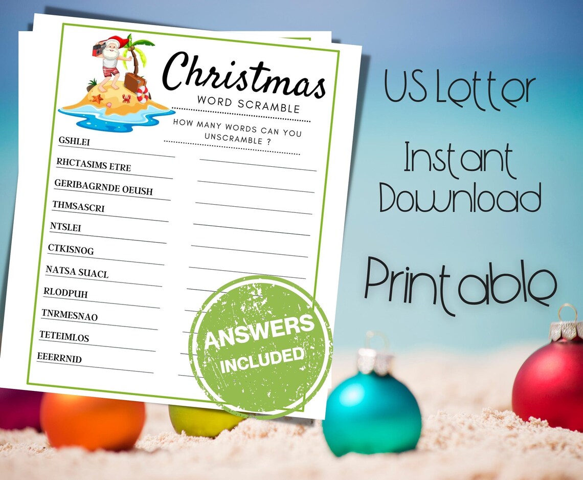 Christmas in July Word Scramble Game | Christmas Printable Games | Fun ...