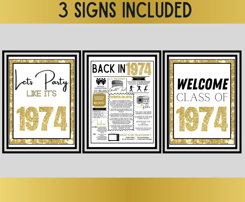 Class of 1974 Reunion Sign Bundle: 50th Anniversary (digital Download ...