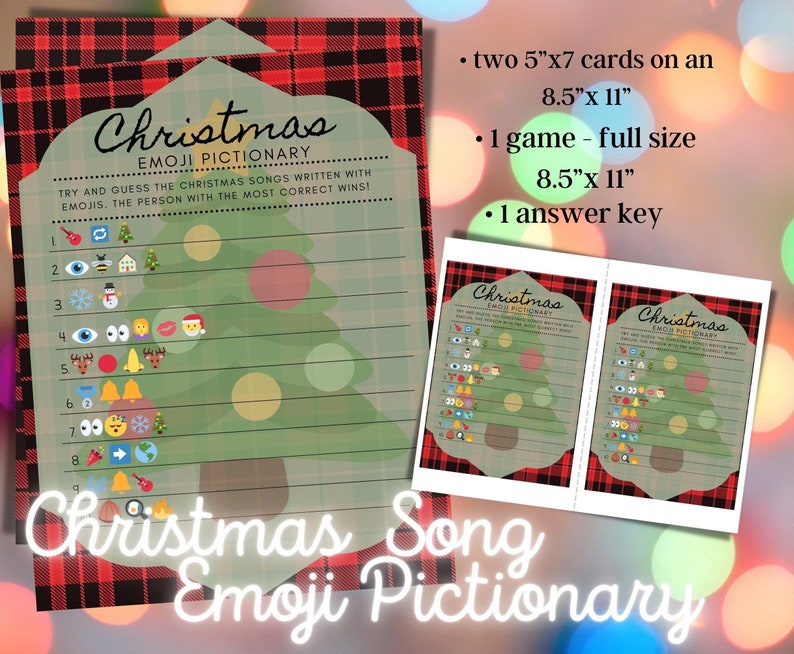 Christmas Songs Emoji Pictionary Printable Christmas Games - Etsy