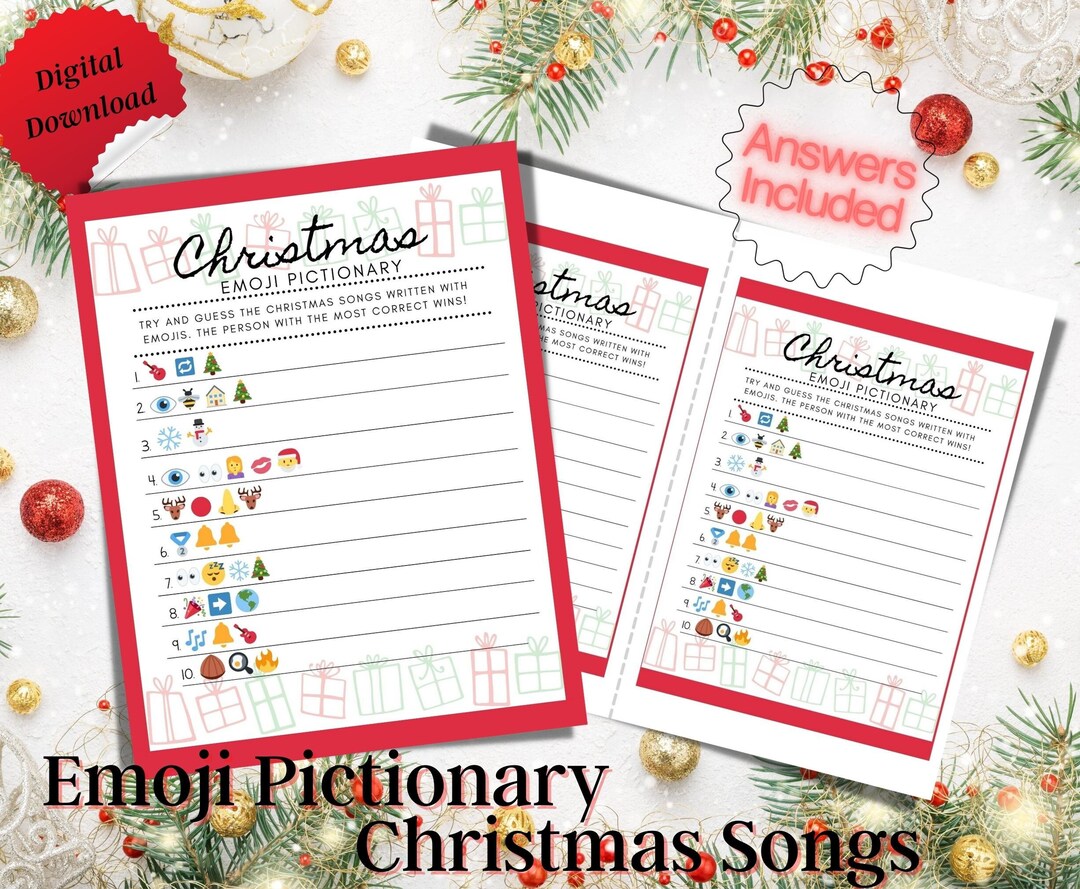 Christmas Songs Emoji Pictionary | Printable Christmas Games | Holiday ...