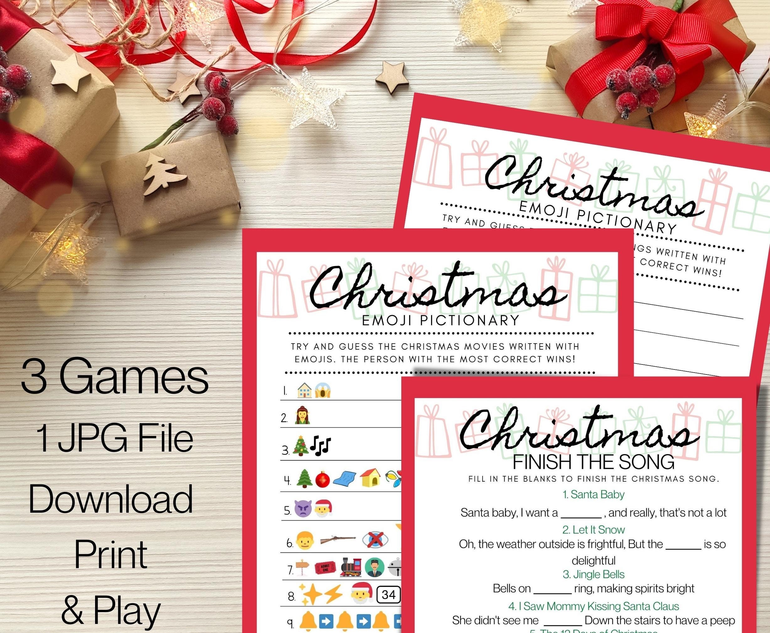 Christmas Party Game Bundle | Christmas Emoji Pictionary Printable Game ...