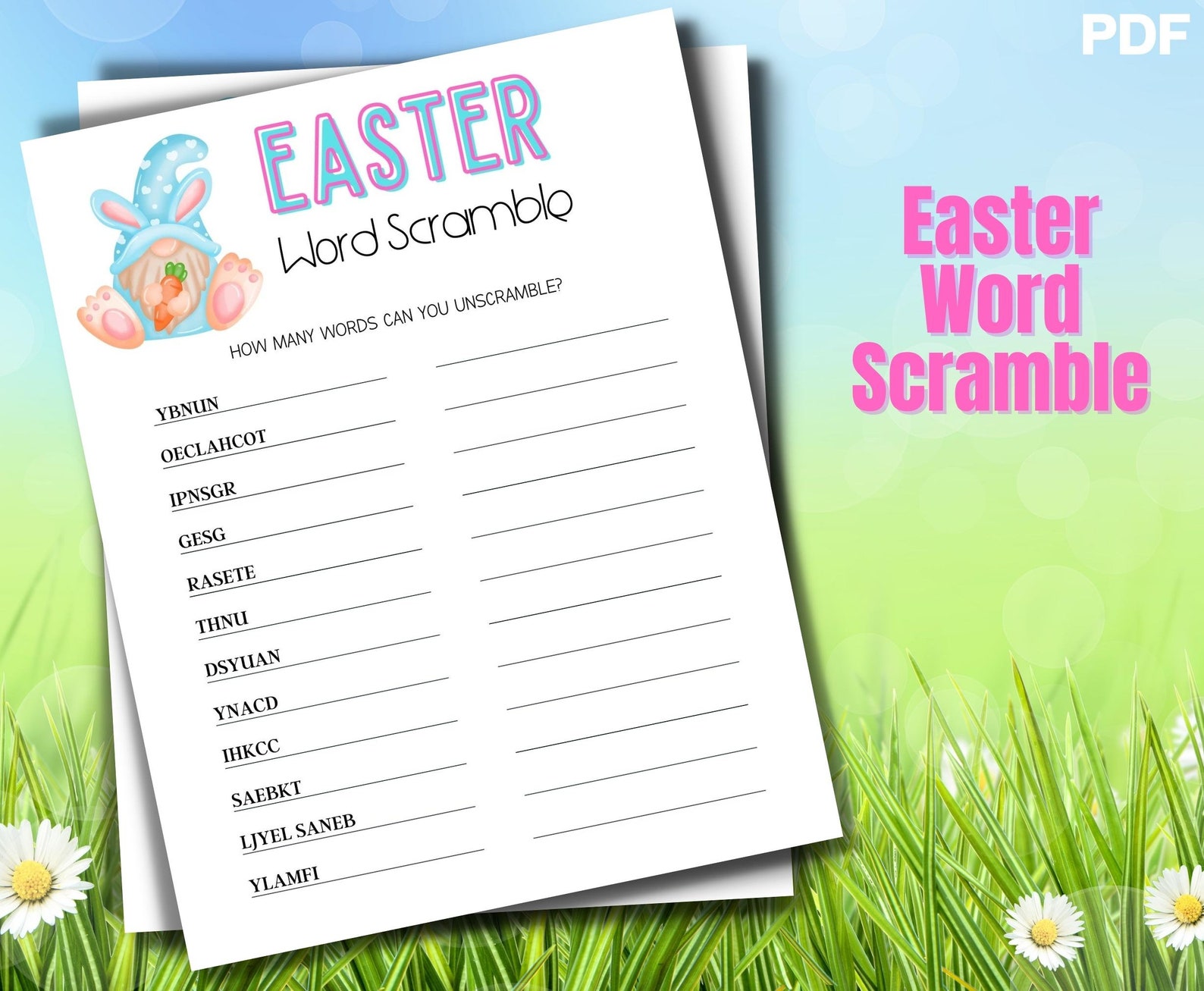 Easter Words Unscramble Game, Printable Easter Games - Etsy