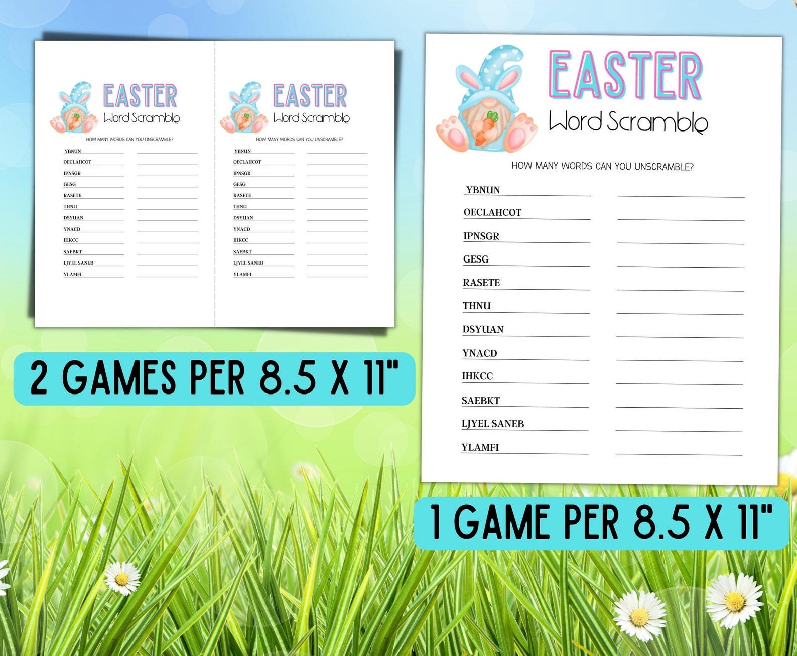 Easter Words Unscramble Game, Printable Easter Games - Etsy