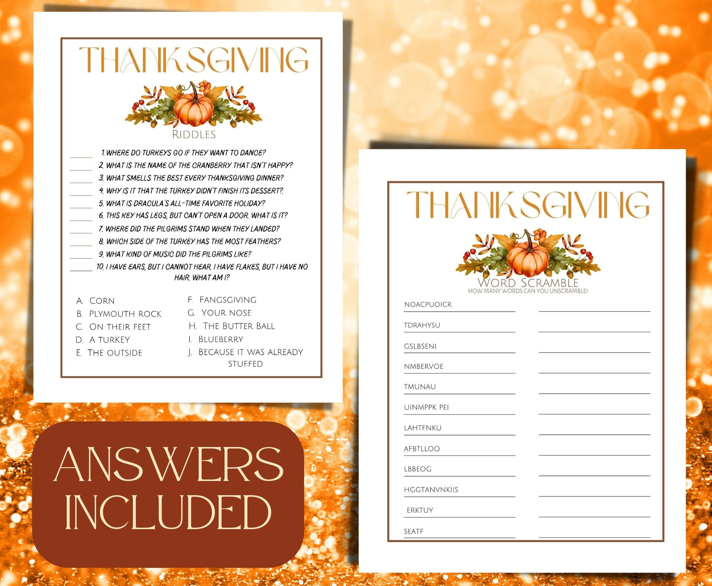 Thanksgiving Party Game Bundle, Printable Family Party Games, 2025 ...