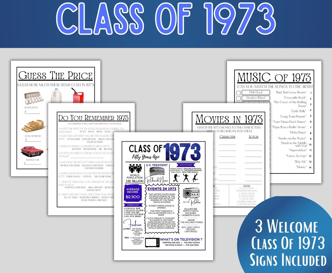 Class of 1973 Bundle, 50th Class Reunion Printable,welcome Class of ...