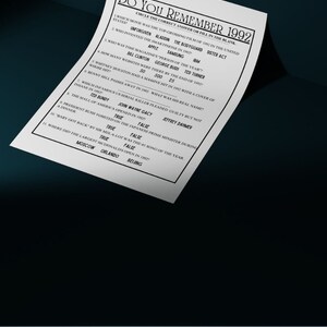 Retro Rewind: 1992 Trivia Game - Printable DIY Party Game - Etsy