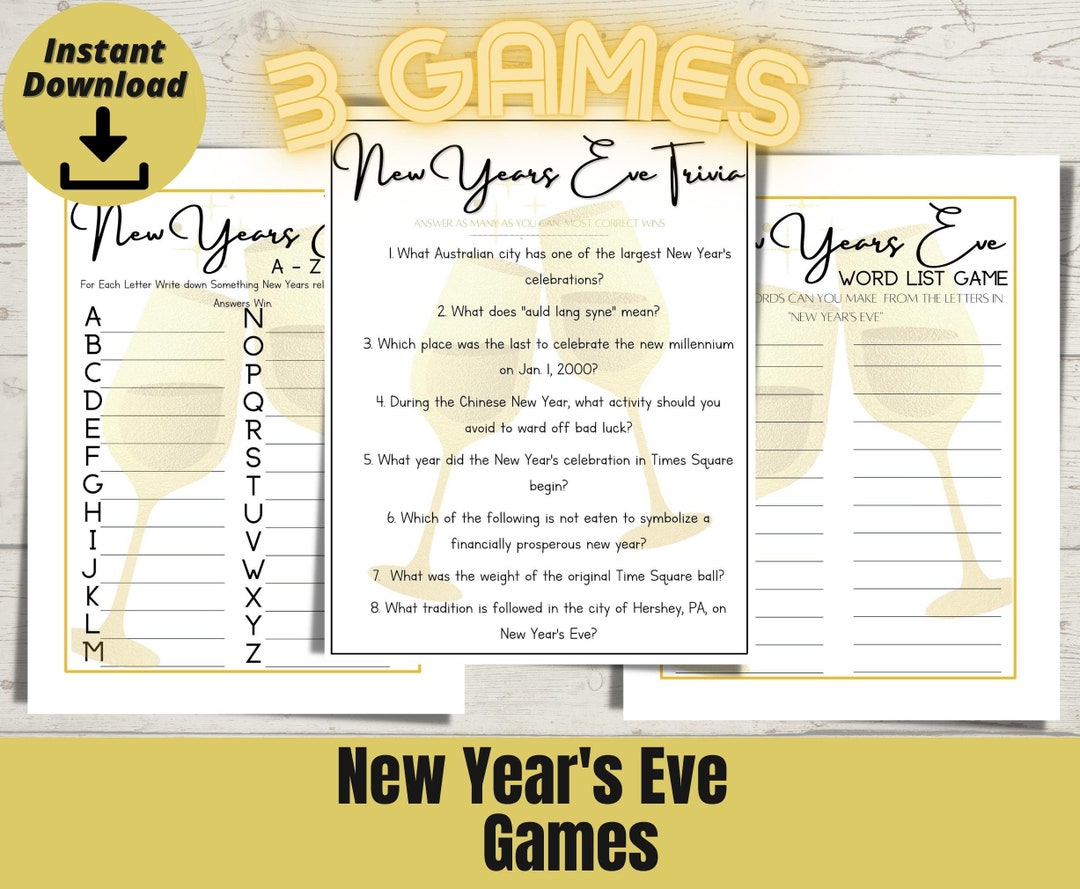 New Years Eve Party Game Bundle | New Years Word Game | A - Z Printable ...