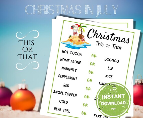 Christmas in July This or That Game Summer Activities - Etsy