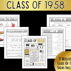Vintage Class of 1958 Printable Bundle: Trivia, Music, Movies, and 3 16 ...