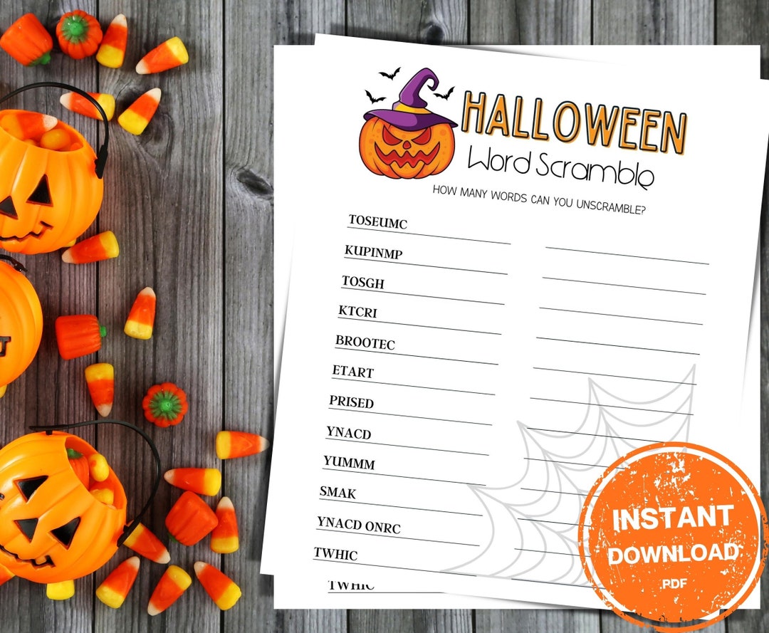 Halloween Word Scramble Game, Printable Halloween Party Games ...