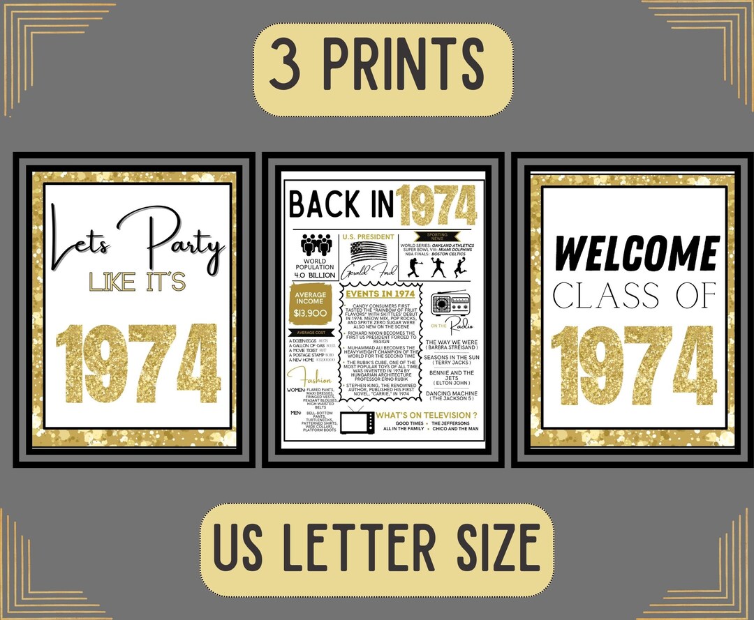 Class of 1974 Sign Bundle: Welcome Class of 1974 & Let's Party Like It ...