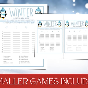 10 Winter Games Bundle, Fun Wintertime Games and Activities for Adults ...