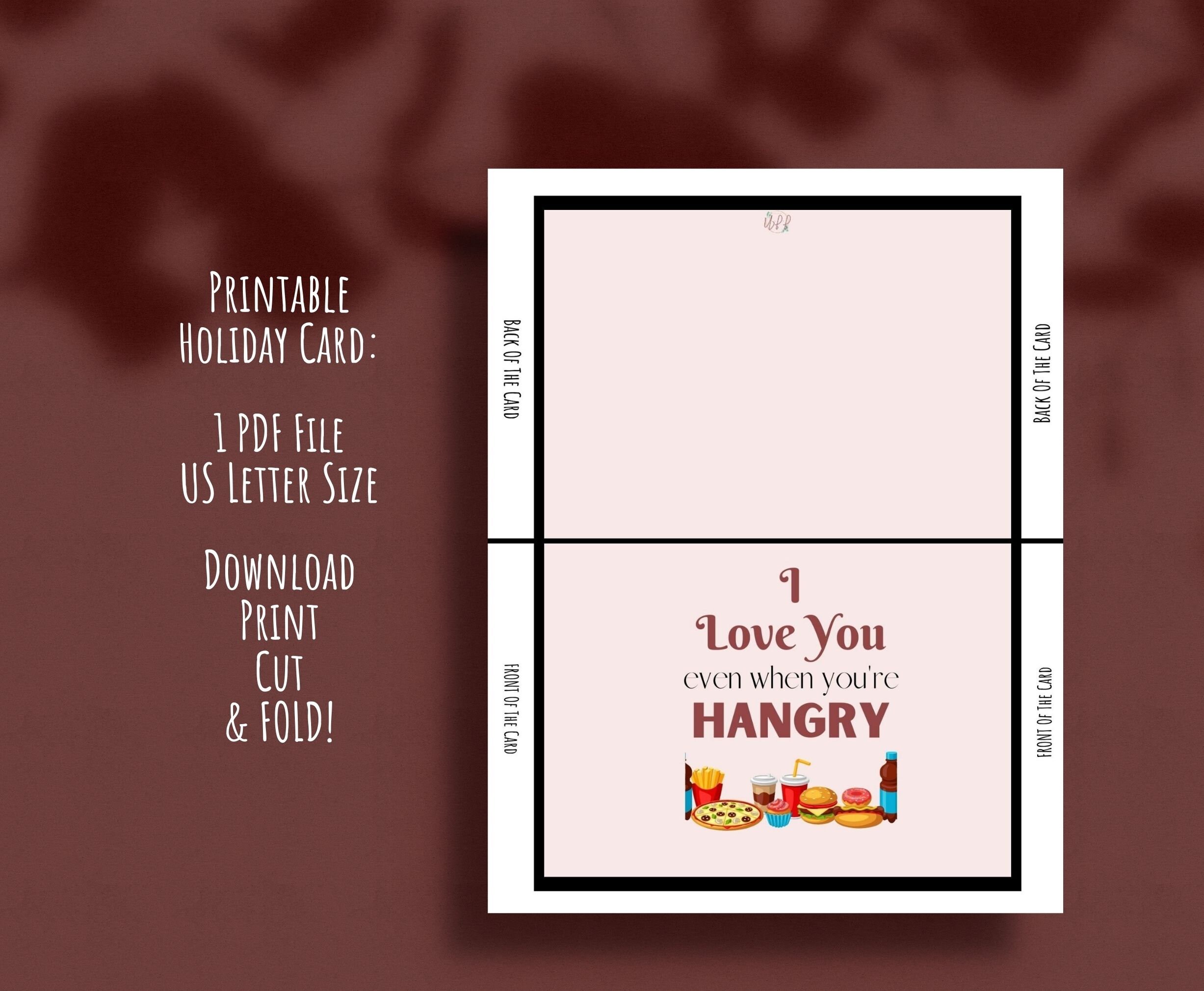 Funny Printable Card for Him or Her I Love You Hangry Valentine ...