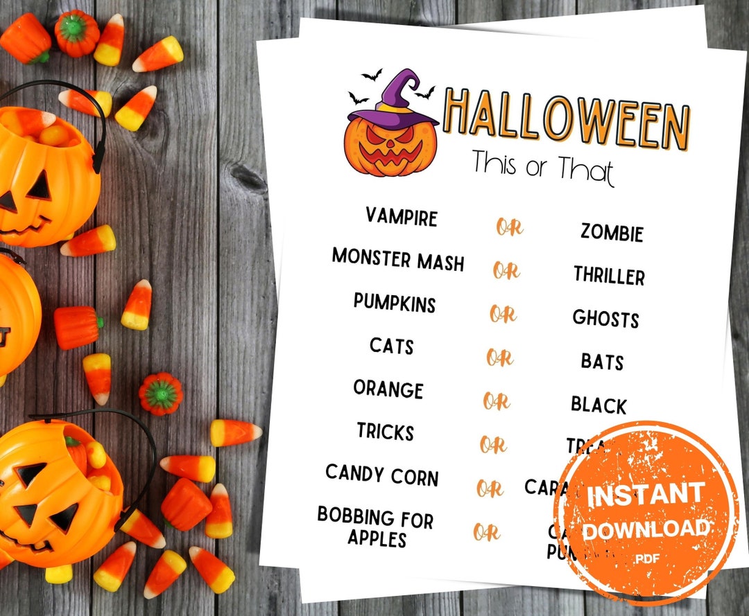 Printable Halloween This or That Game | Halloween Activities | Games ...