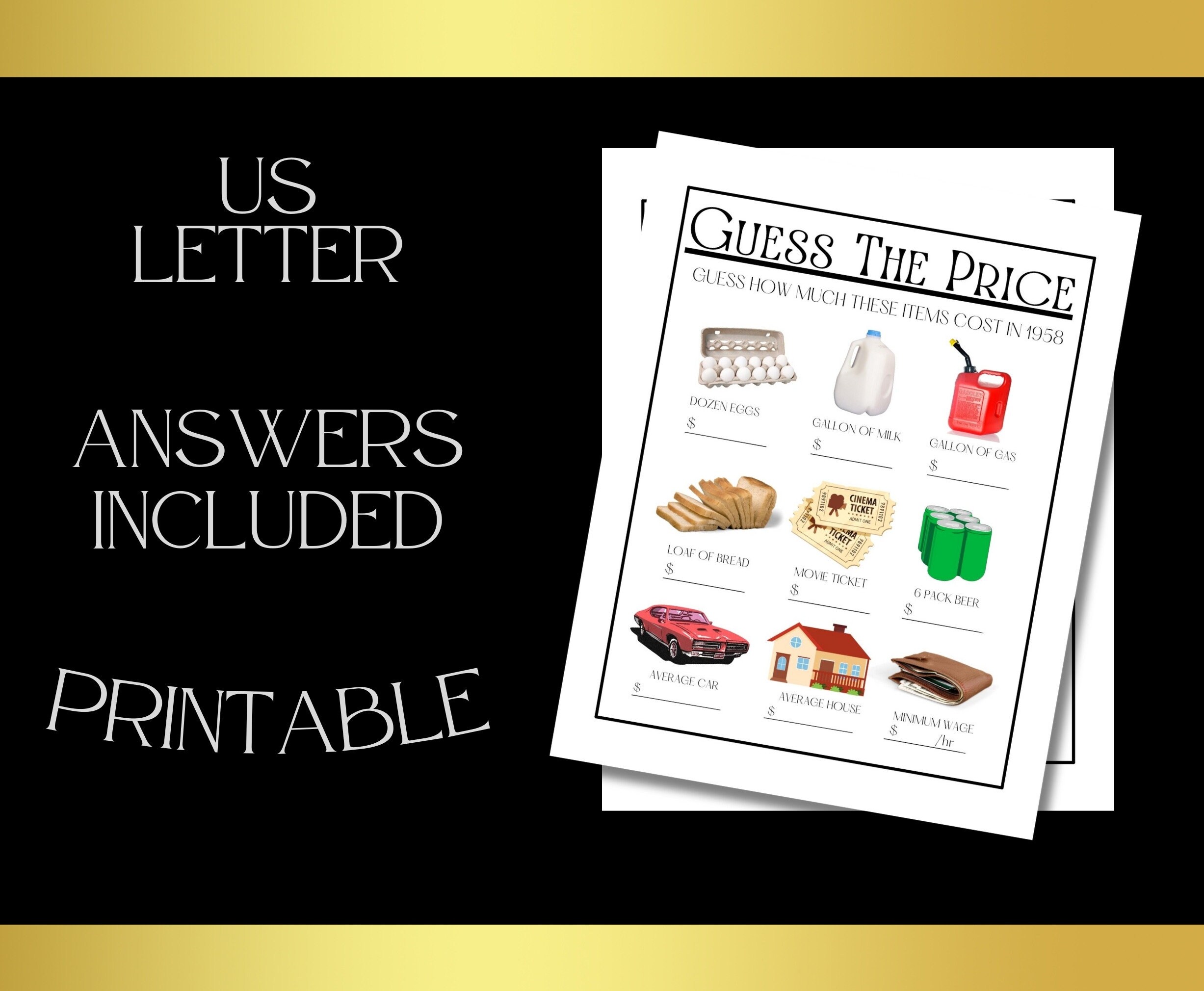 Vintage Class of 1958 Printable Bundle: Trivia, Music, Movies, and 3 16 ...