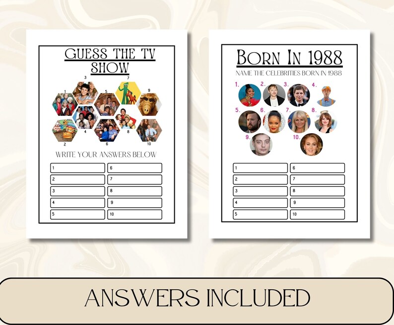 Born in 1988 Game Bundle: 10 Printable Games for a Nostalgic ...