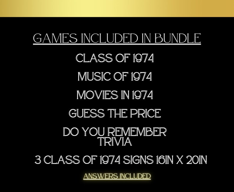 Class of 1974 50th Reunion Game Bundle - Blast From the Past: Trivia ...