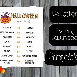 Printable Halloween This or That Game | Halloween Activities | Games ...