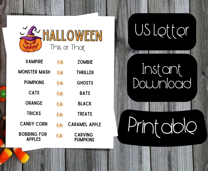 Printable Halloween This or That Game | Halloween Activities | Games ...