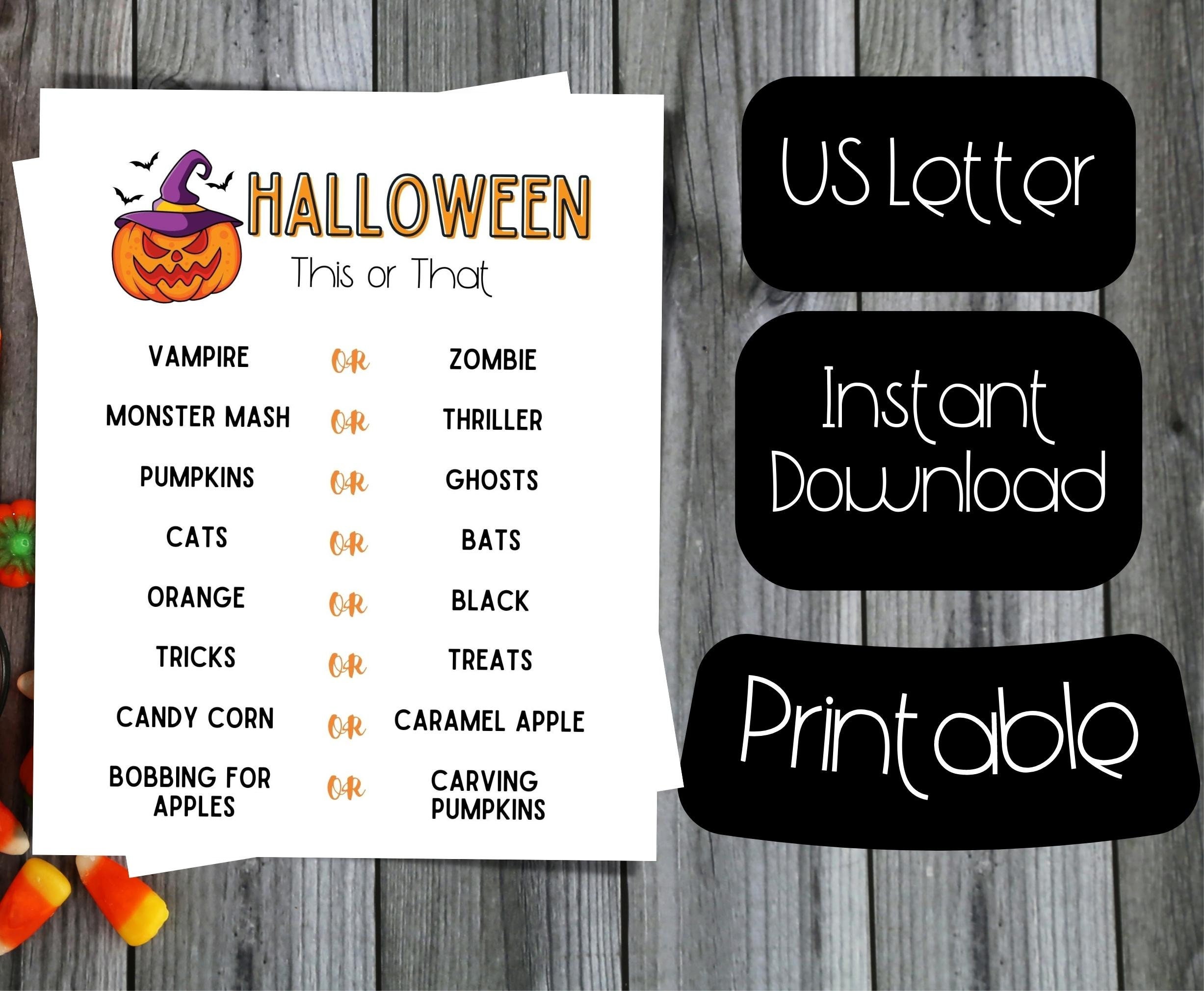 Printable Halloween This or That Game Halloween Activities Games for ...