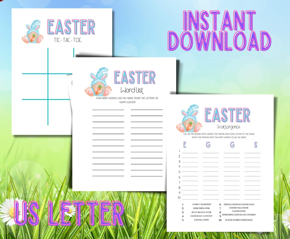 Easter 7 Game Bundle Easter Activities Games for Kids Printable Family ...