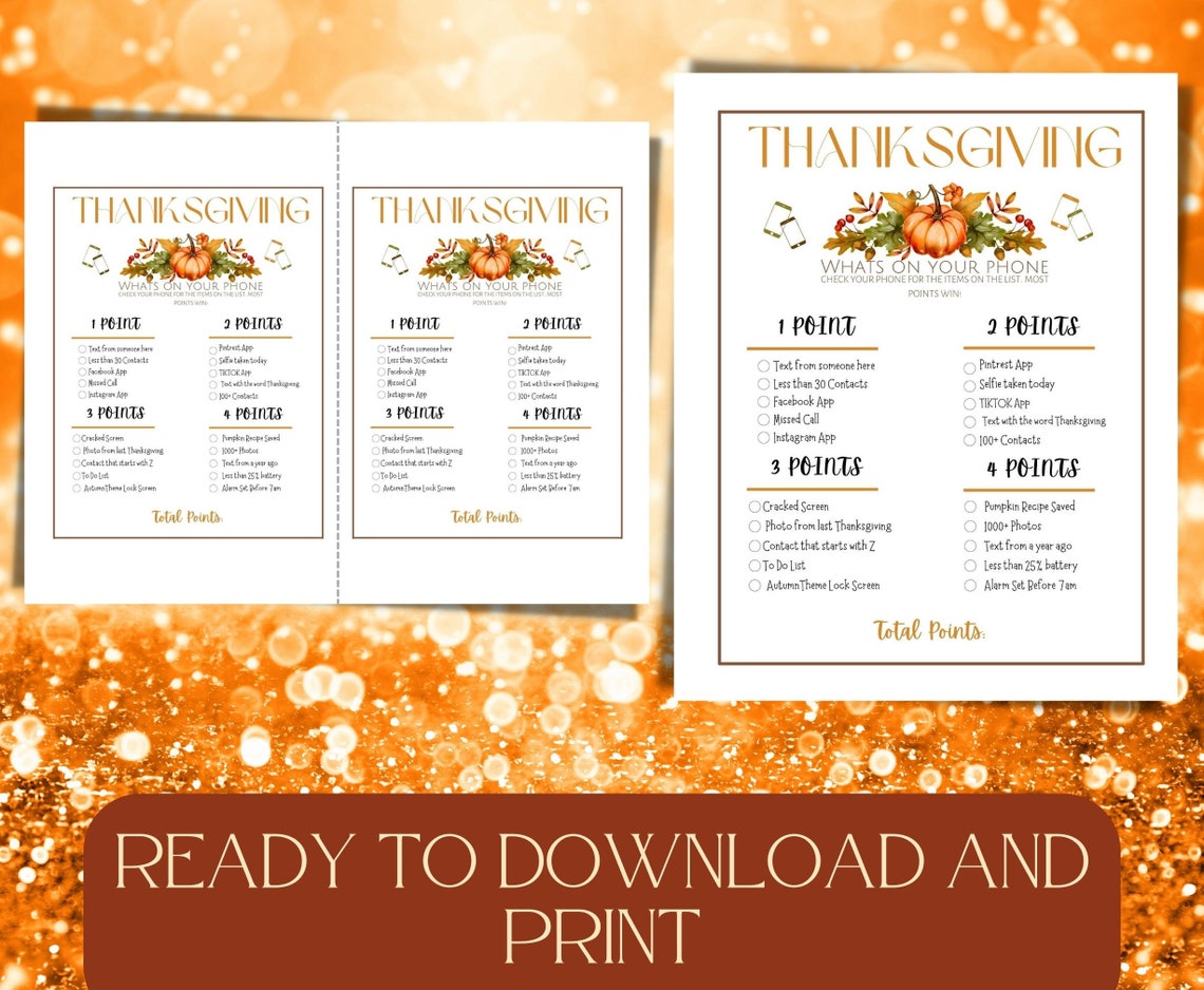 Thanksgiving What's on Your Phone Game | Phone Scavenger Hunt | What's ...