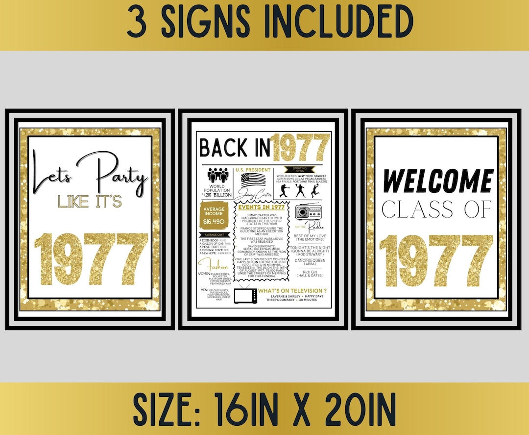 Class of 1977 Reunion Sign Bundle | High School Alumni Decor (digital ...