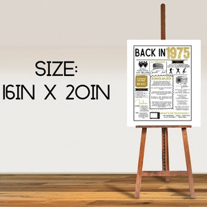 Back in 1975 Printable | Vintage 1975 Sign | 1975 Poster | Us Letter ...