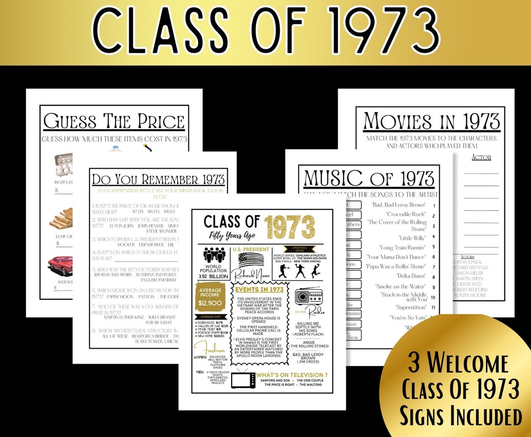 Class of 1973 Bundle, 50th Class Reunion Printable, Welcome Class of ...