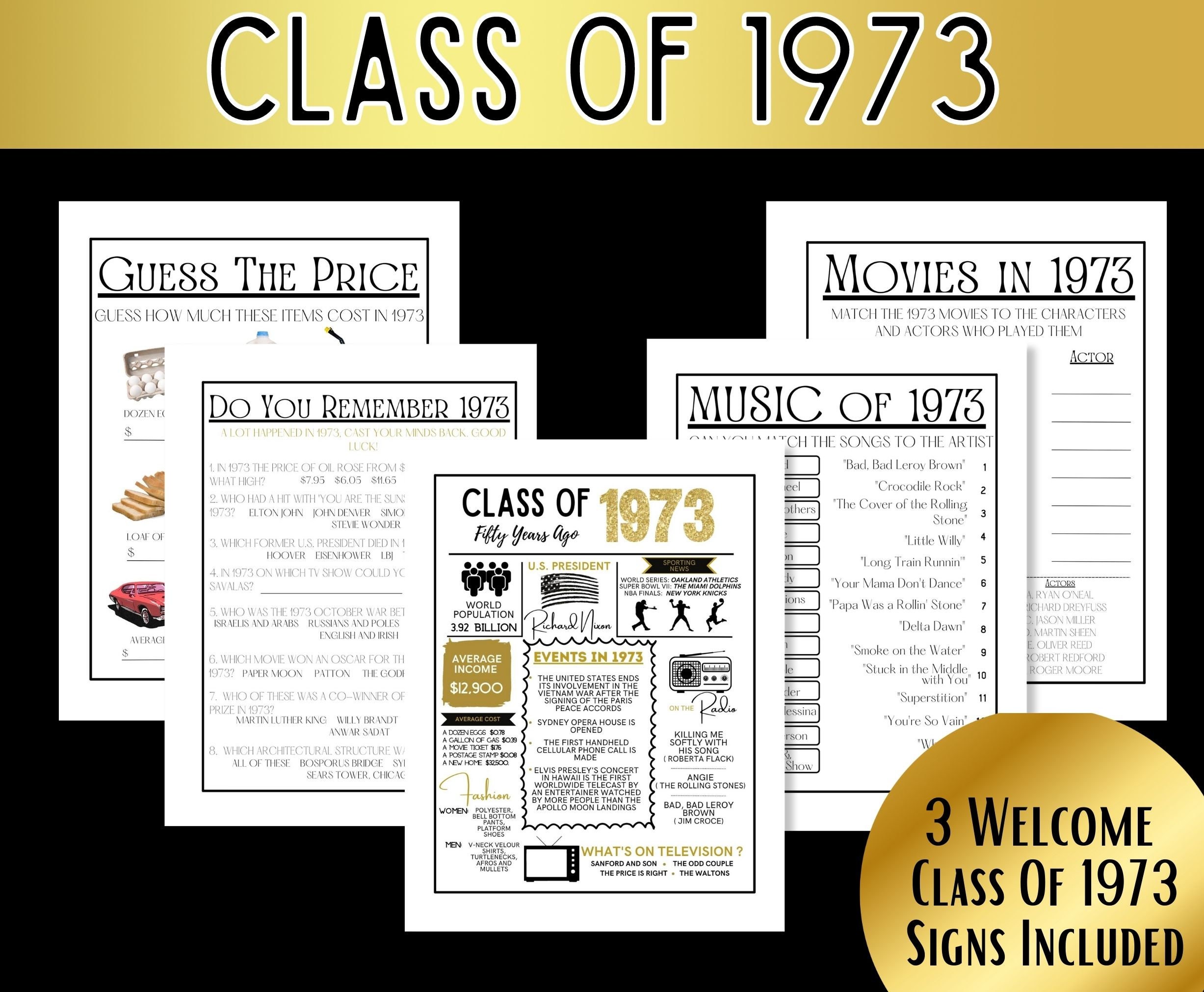 School Celebration, Class of 1973 Bundle, 50th Class Reunion Printable ...