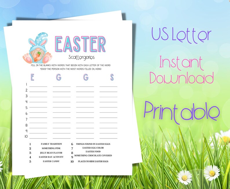 Scattergories Easter Printable Game | Easter Party Games | Fun Family ...