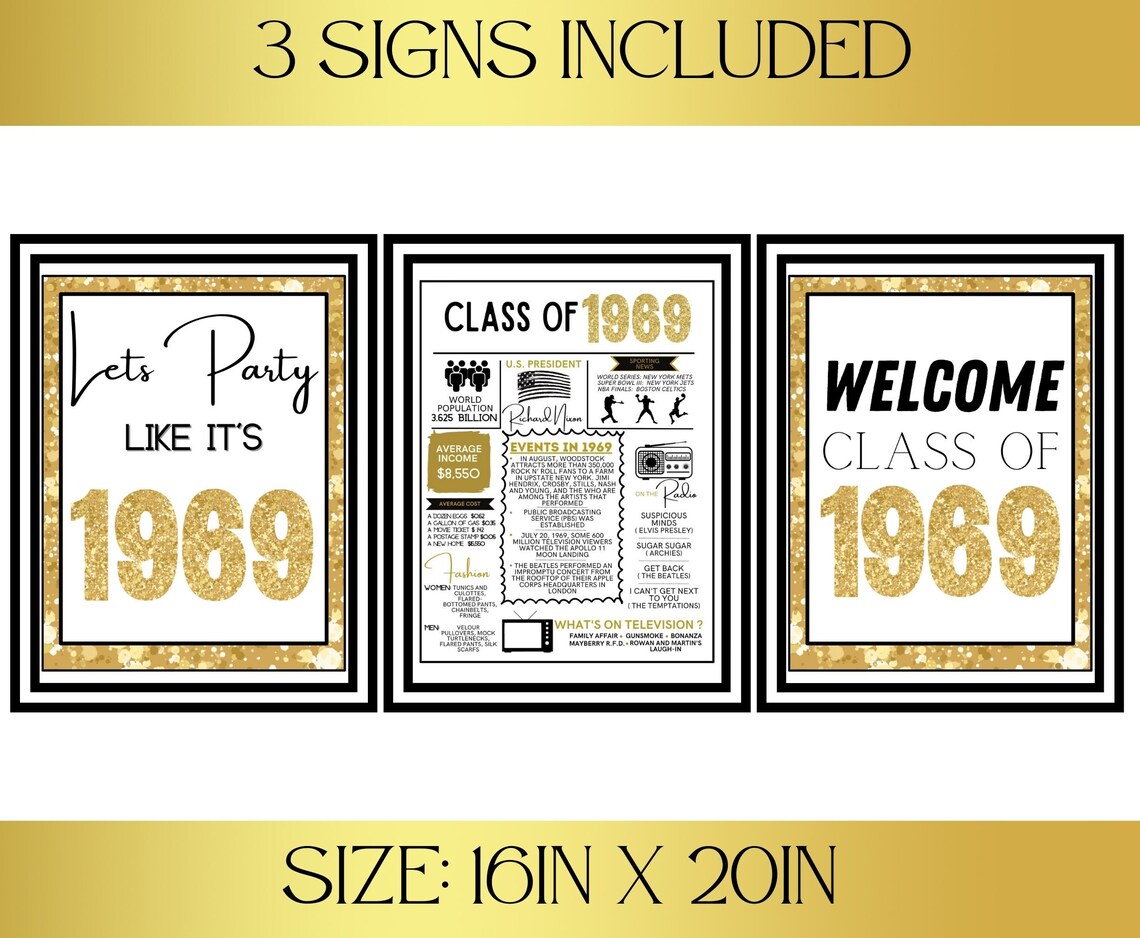Class of 1969 Bundle, Class Reunion Printable, Welcome Class of 1969 ...