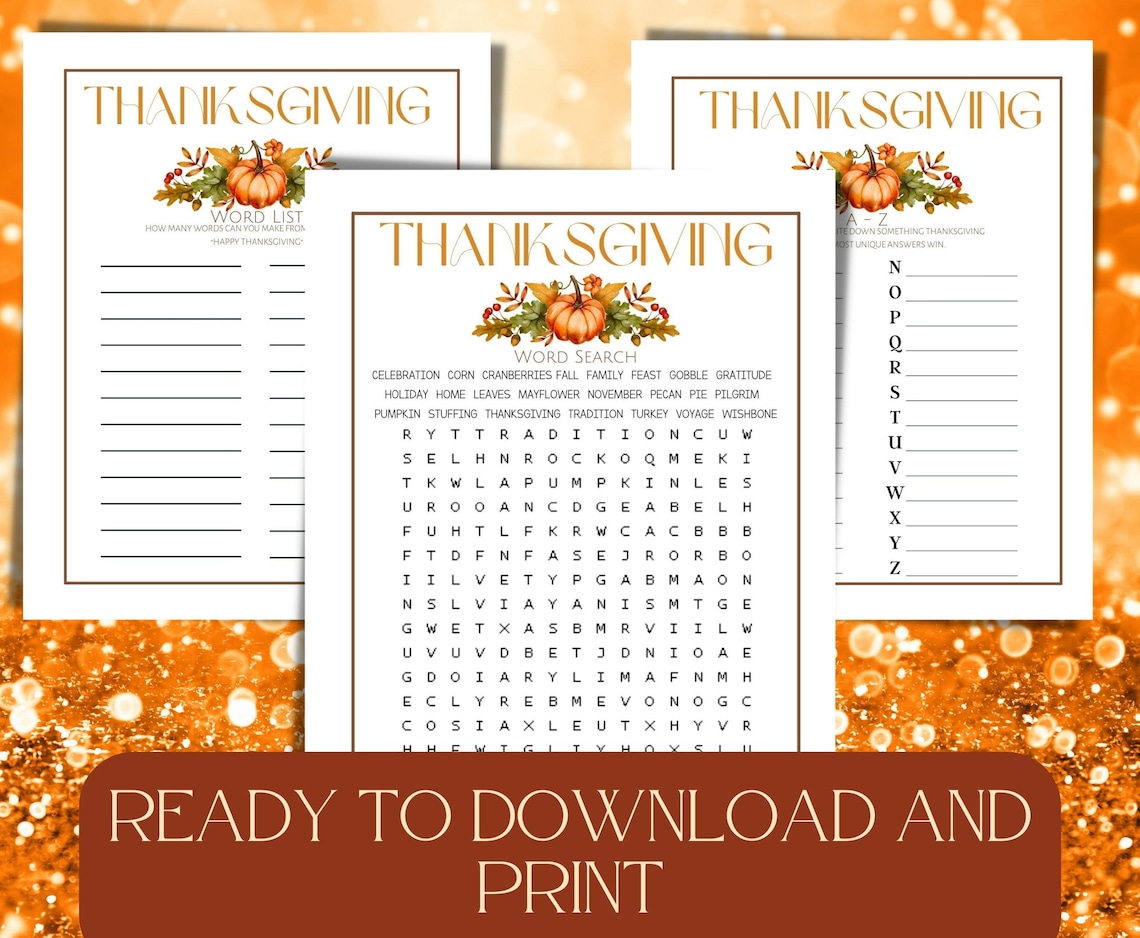 Thanksgiving Party Game Bundle, Printable Family Party Games, 2023 ...