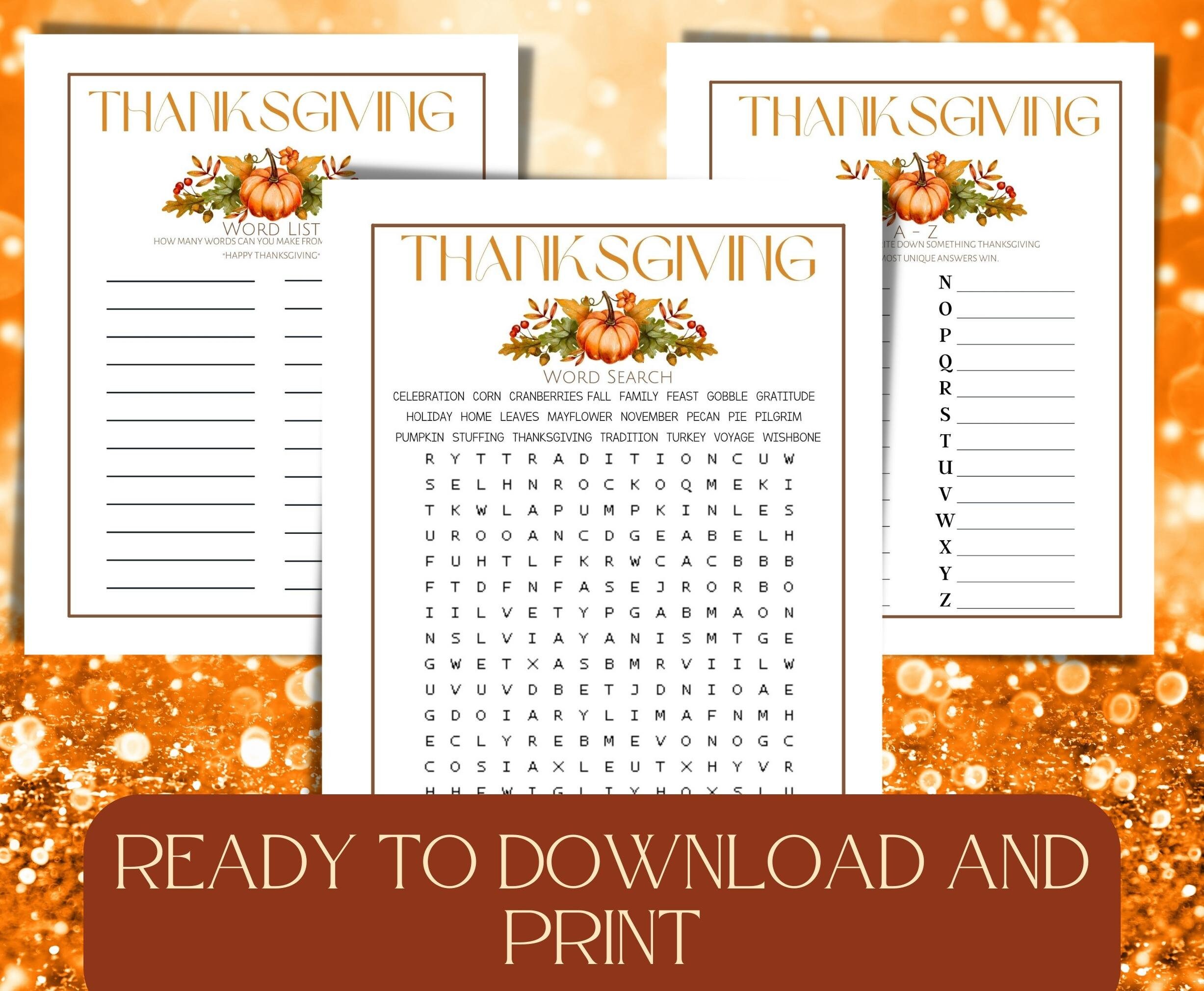 Thanksgiving Party Game Bundle, Printable Family Party Games, 2023 ...