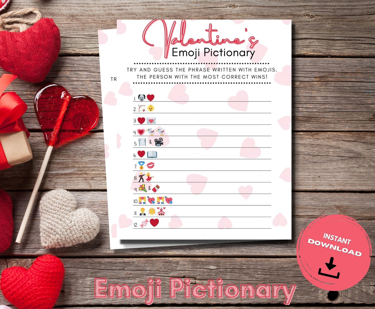 Valentines Day Emoji Pictionary | Printable Valentines Games ...
