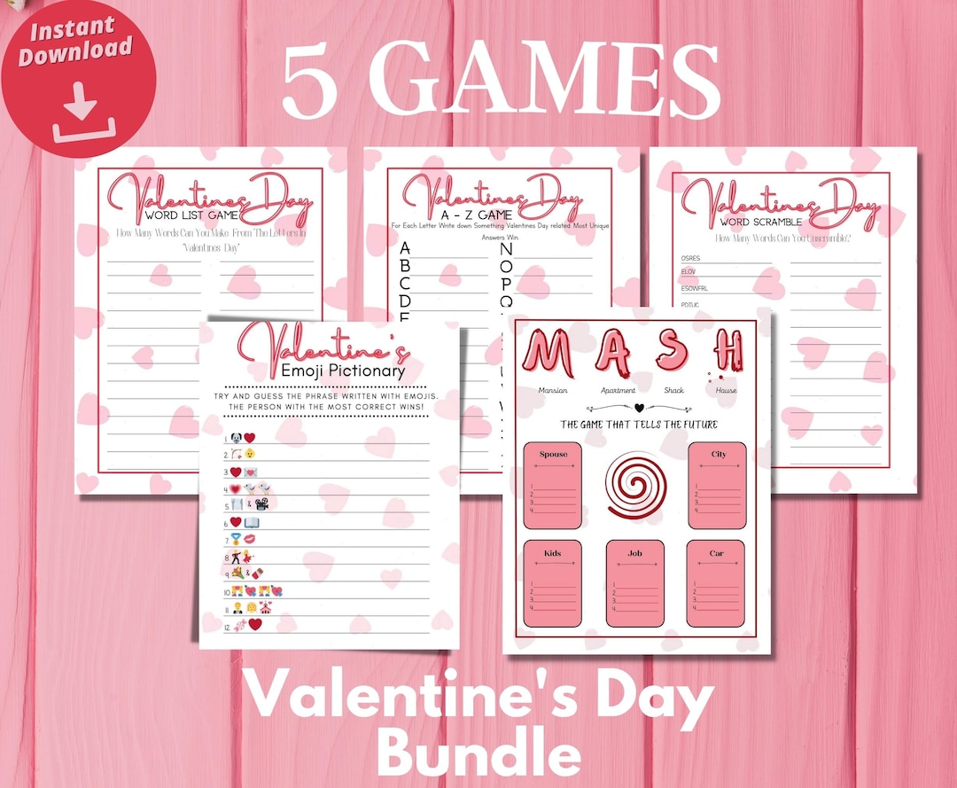 Valentine's Day 5 Game Bundle | Valentine Word List Game | A - Z ...