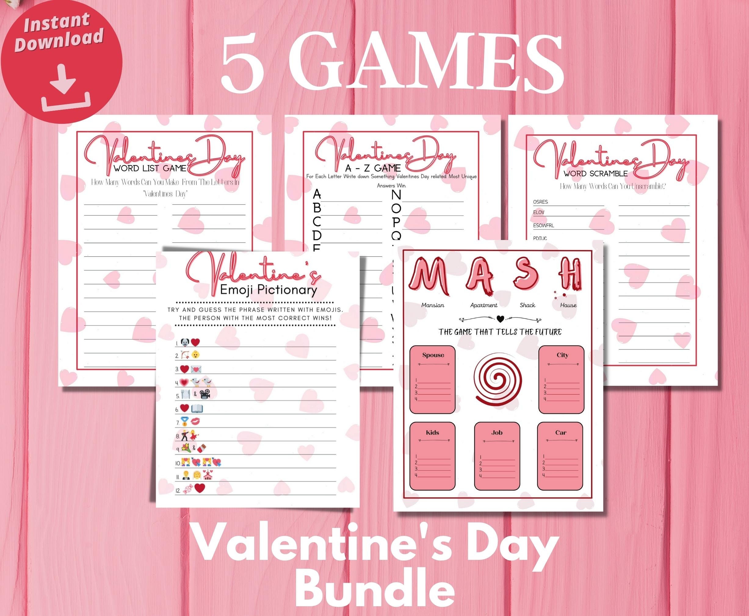 Valentine Pictionary Word List Printable