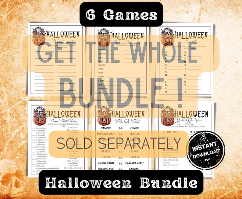 Halloween Name That Phobia Match Game | Printable Games for Adults ...