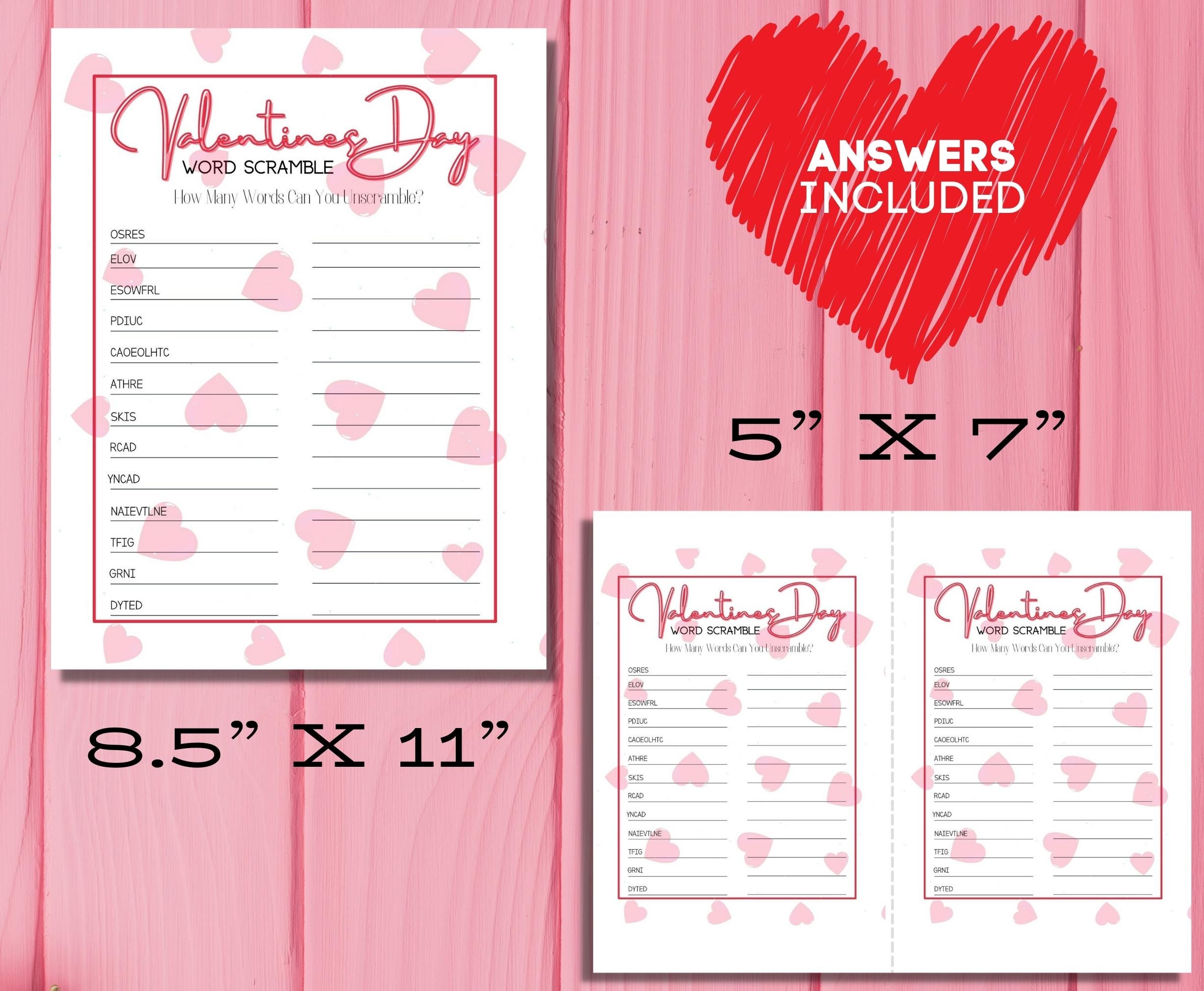 Valentine's Day 5 Game Bundle | Valentine Word List Game | A - Z ...