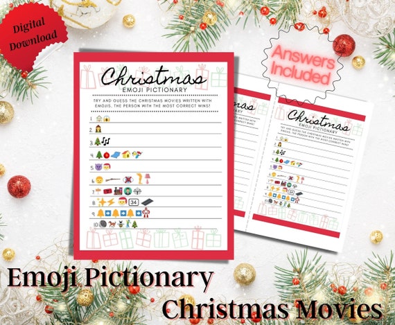 Christmas Movies Emoji Pictionary Printable Christmas Games | Etsy